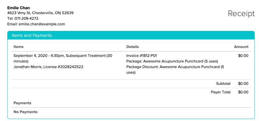 Working with Package & Membership Receipts - Jane App
