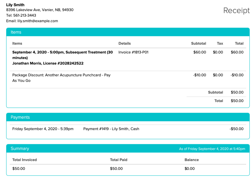 Working with Package & Membership Receipts - Jane App