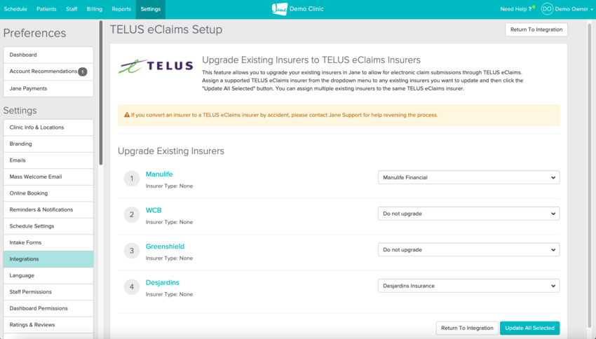 TELUS eClaims - Setting Up Your TELUS eClaims Integration - Jane App